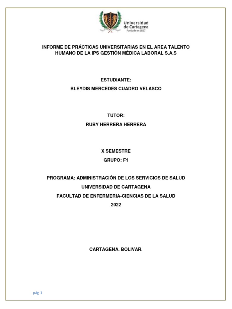 Final Trabajo de Prácticas- Bleydis Mercedes Cuadro Velasco 2022 | PDF ...