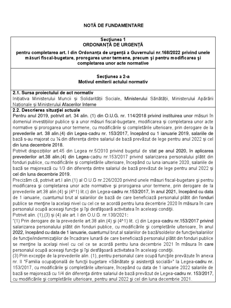 Notă de Fundamentare | PDF
