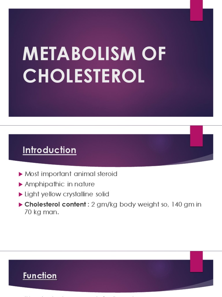 Metabolism of Cholesterol | PDF | Cholesterol | Biosynthesis