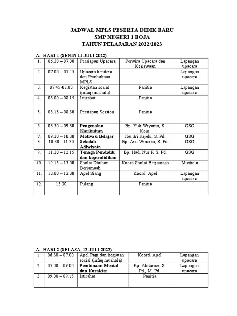 Contoh Jadwal MPLS | PDF Contoh Jadwal MPLS | PDF