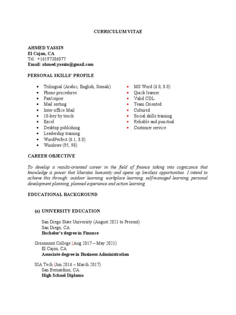 AHMED YASSIN Resume | PDF | Computing