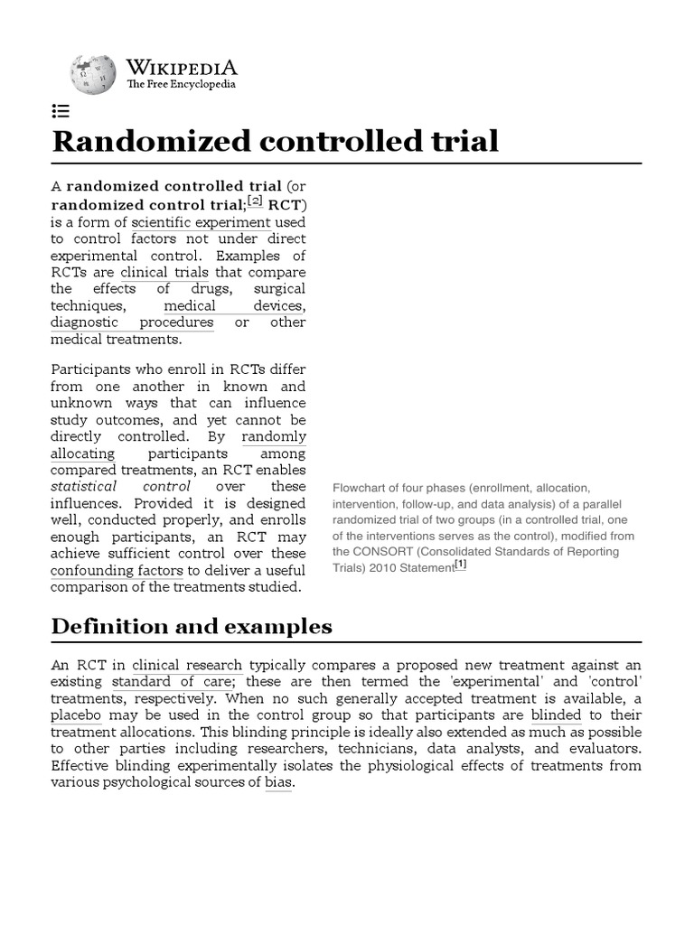 Randomized Controlled Trial - Wikipedia | PDF | Randomized Controlled ... Randomized Controlled Trial - Wikipedia | PDF | Randomized Controlled ...
