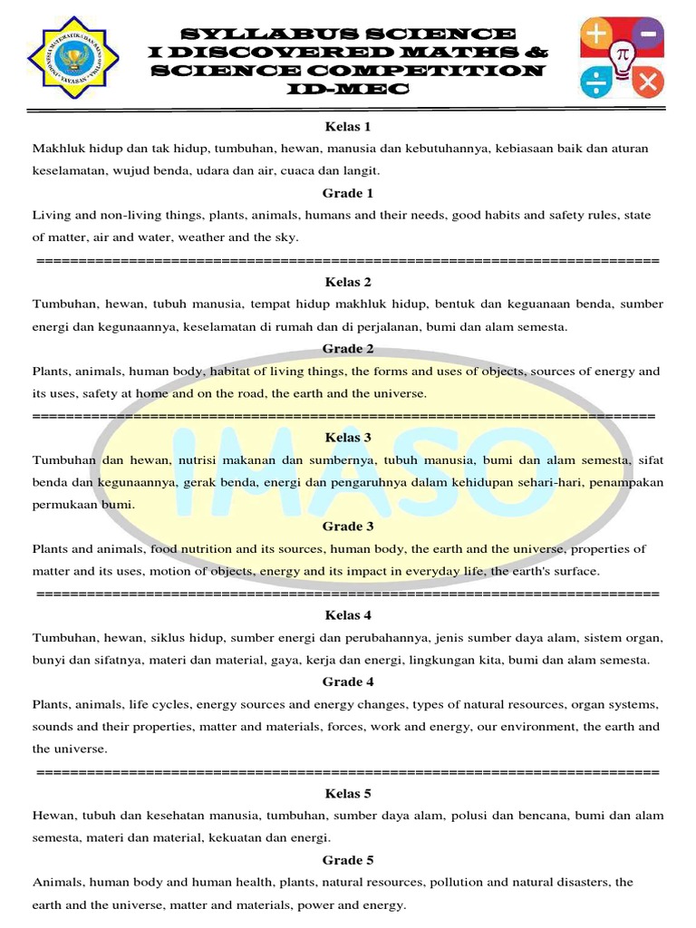 Syllabus Science Id-Mec | PDF | Earth | Earth Sciences