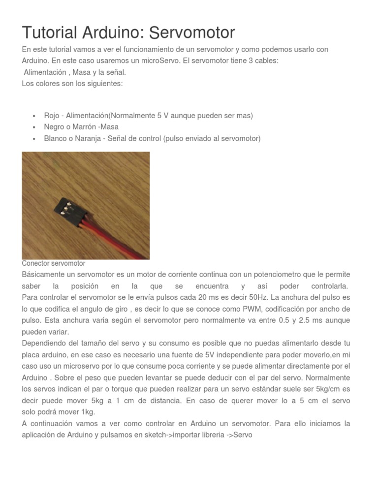 5-Tutorial SERVO Motor Arduino | PDF | Electricidad | Bienes manufacturados