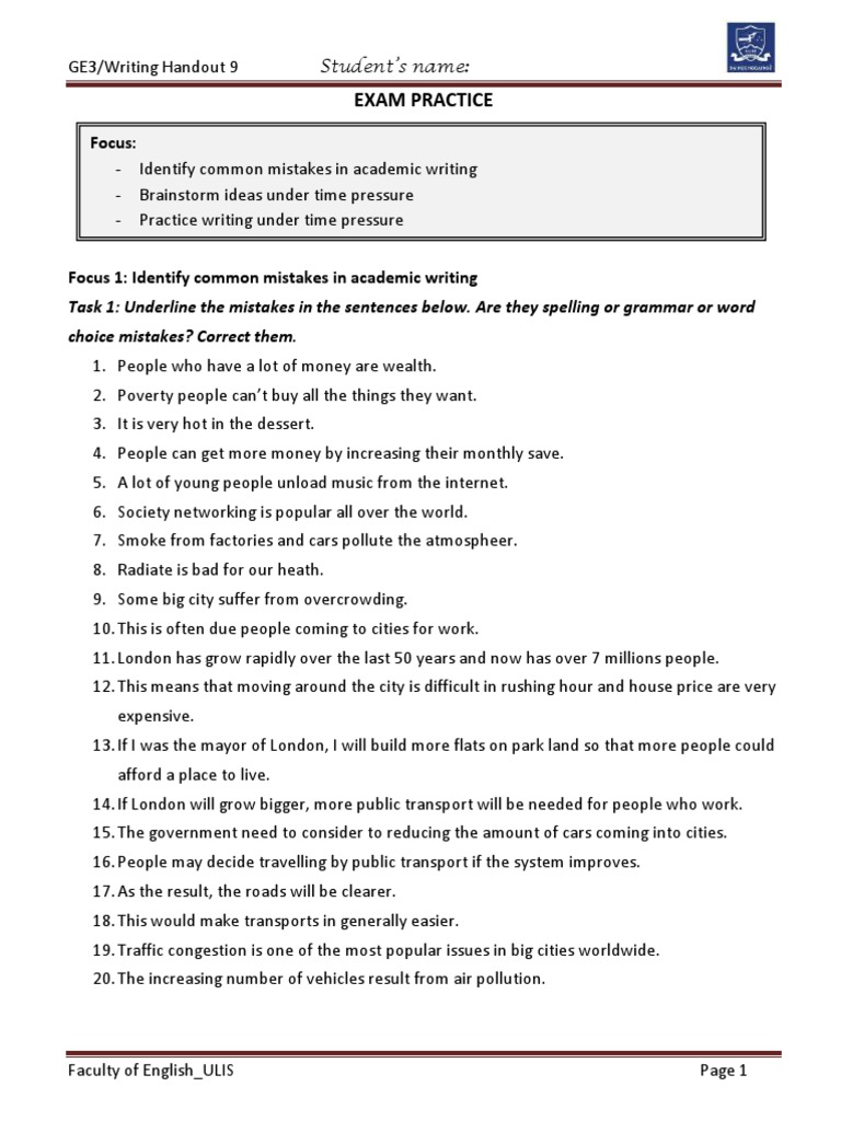 GE3 Writing Handout 9 For Ss | PDF | Transport | Public Transport