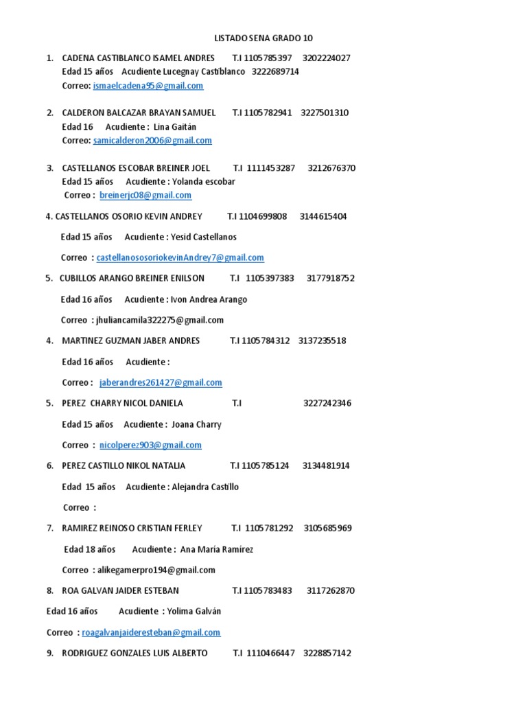 Listado Sena Decimo 2023 | PDF