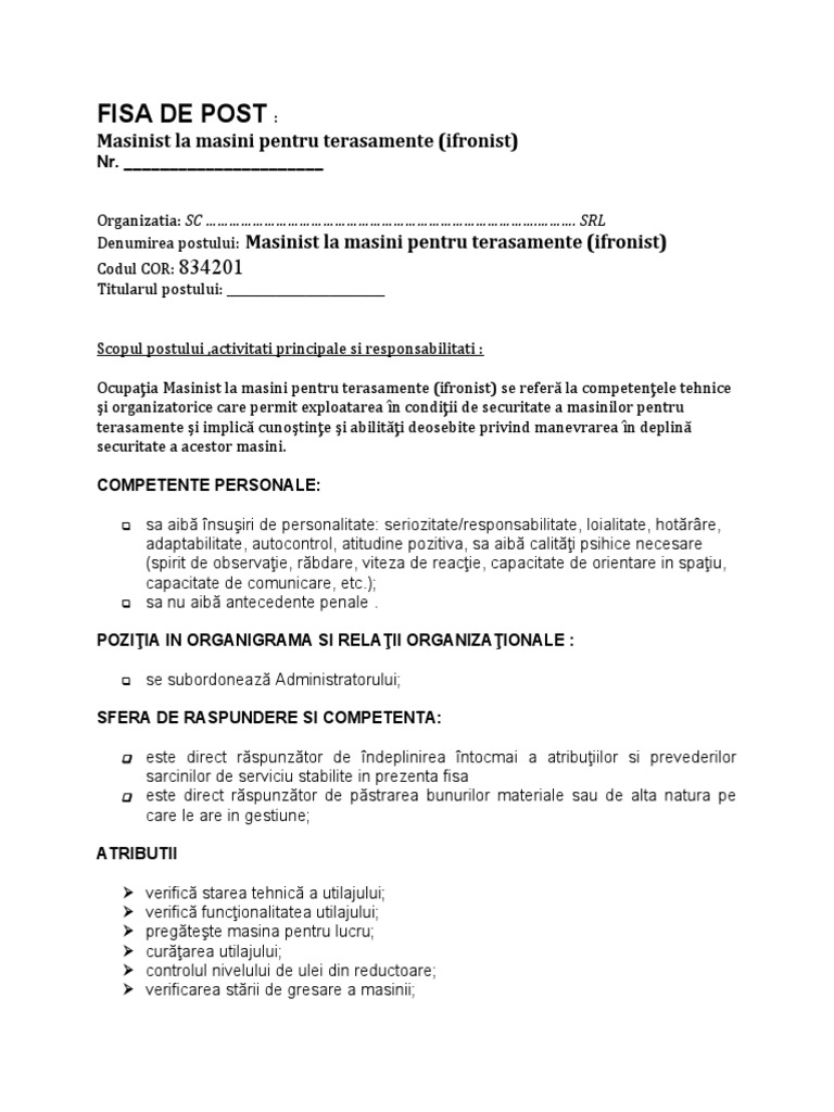 Masinist La Masini Pentru Terasamente (Ifronist) | PDF