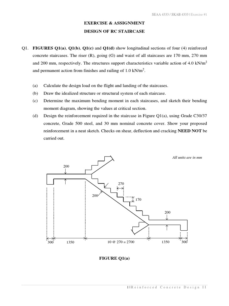 Exercise #1 - RC Staircase | PDF | Bending | Stairs