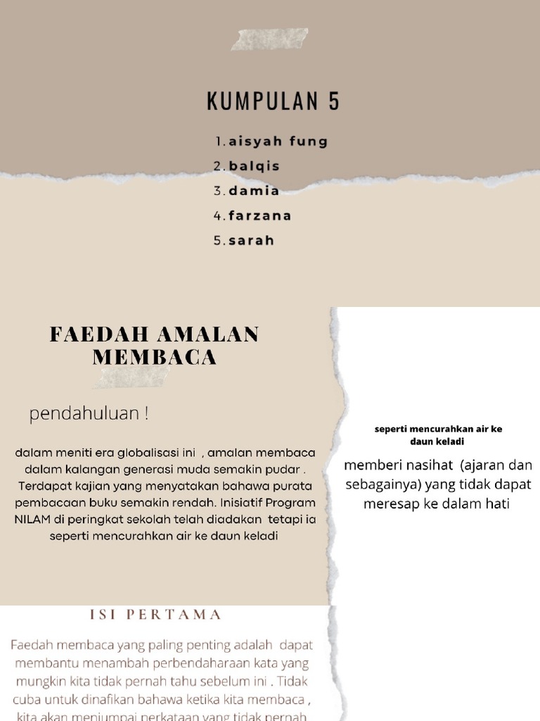 faedah membaca (kumpulan 5) | PDF