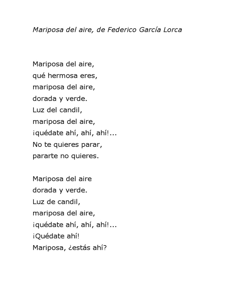 Mariposa Del Aire | PDF | Poesía