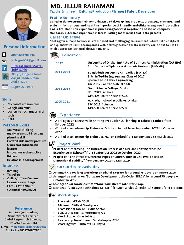 Resume of Md. Jillur Rahaman | PDF