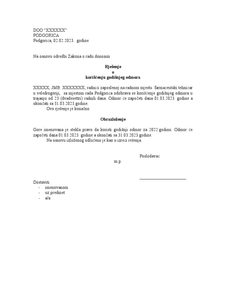 Godisnji Odmor | PDF