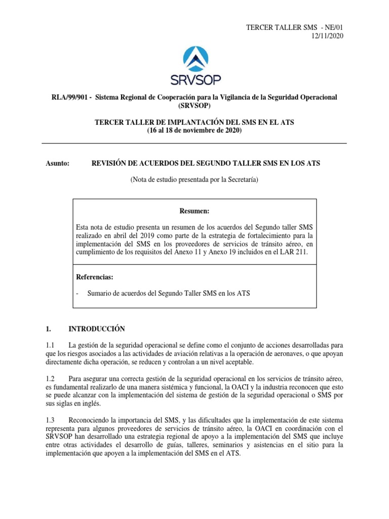 Tercer Taller SMS NE01 | PDF