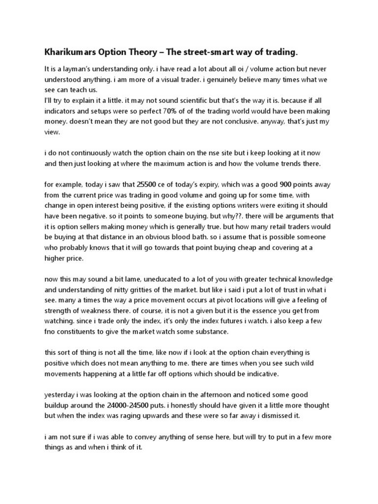 Kharikumars Option Theory | PDF | Option (Finance) | Financial Markets