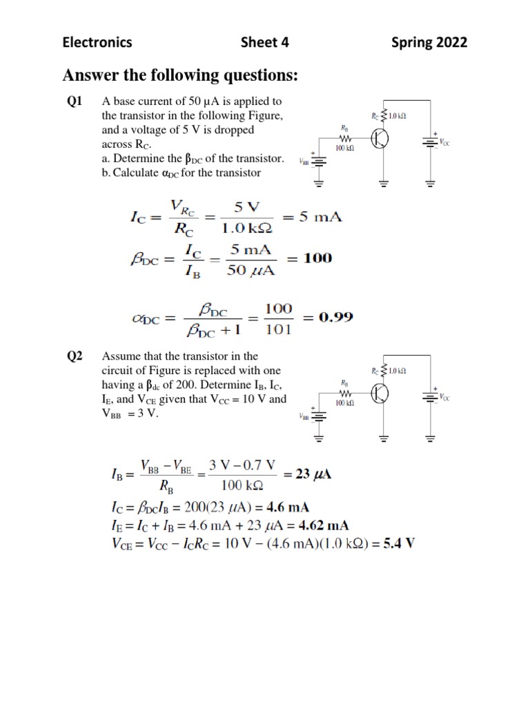 Transistor Calculations and Analysis | PDF | Bipolar Junction ...