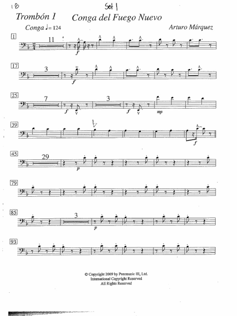 Marquez Conga Del Fuego Trombone 1 | PDF