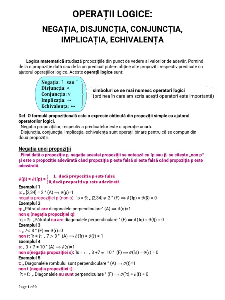 Operatii Logice Elementare | PDF