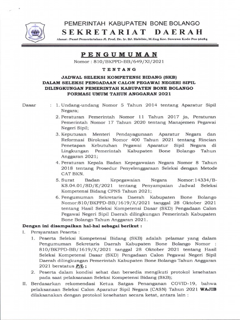 Jadwal SKB 2021 | PDF