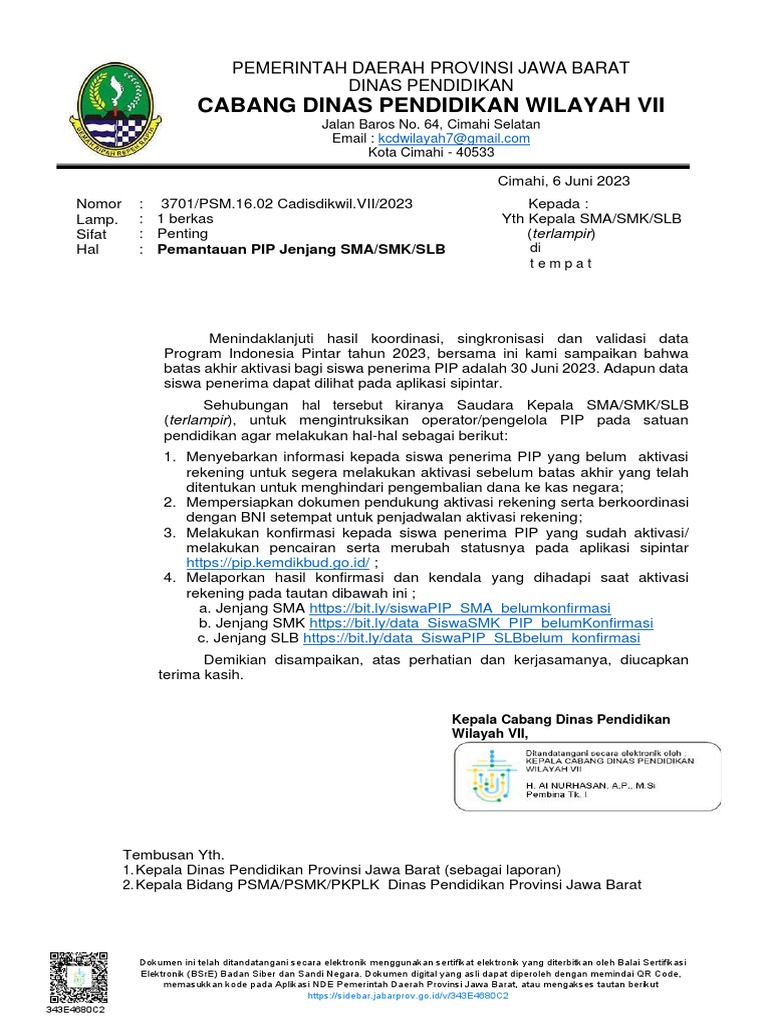 Pemantauan PIP Siswa SMA/SMK/SLB | PDF