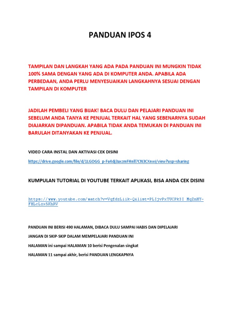 Panduan Pemakaian Ipos 4 | PDF