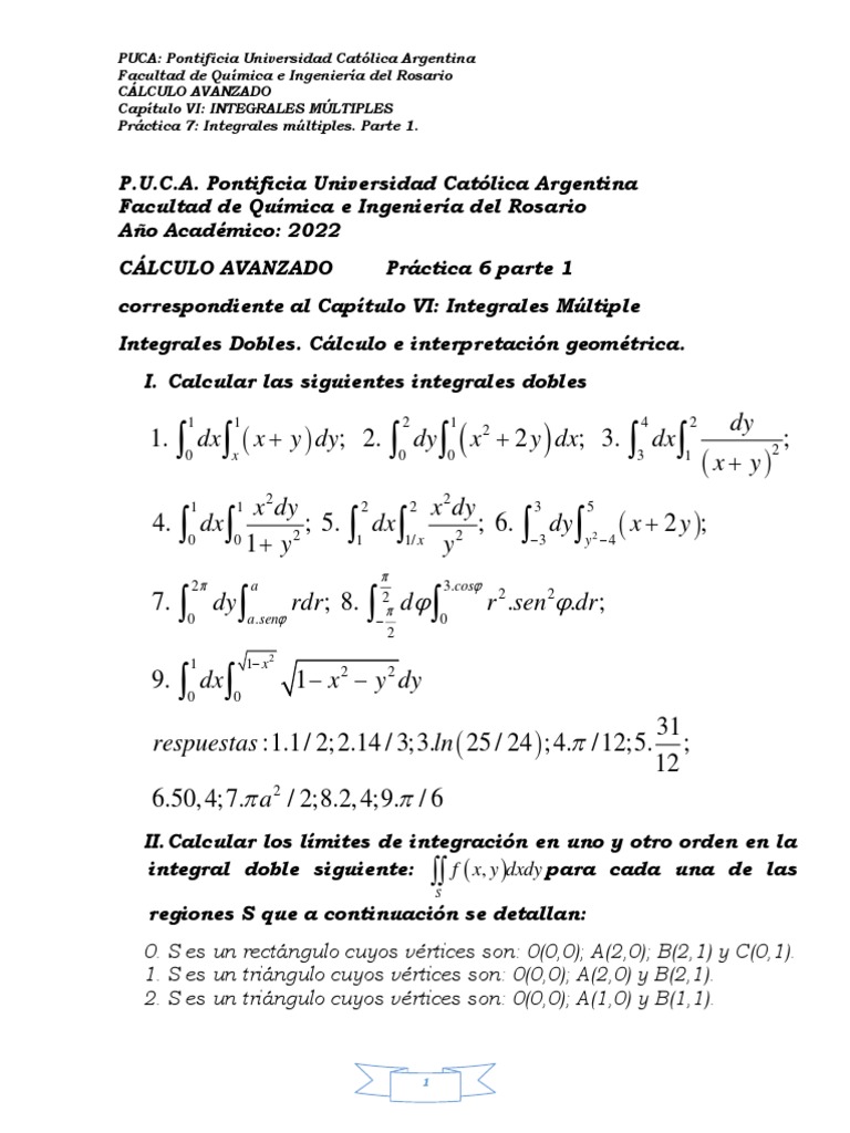 Práctica 6 Parte 1 Pdf Integral Matemáticas