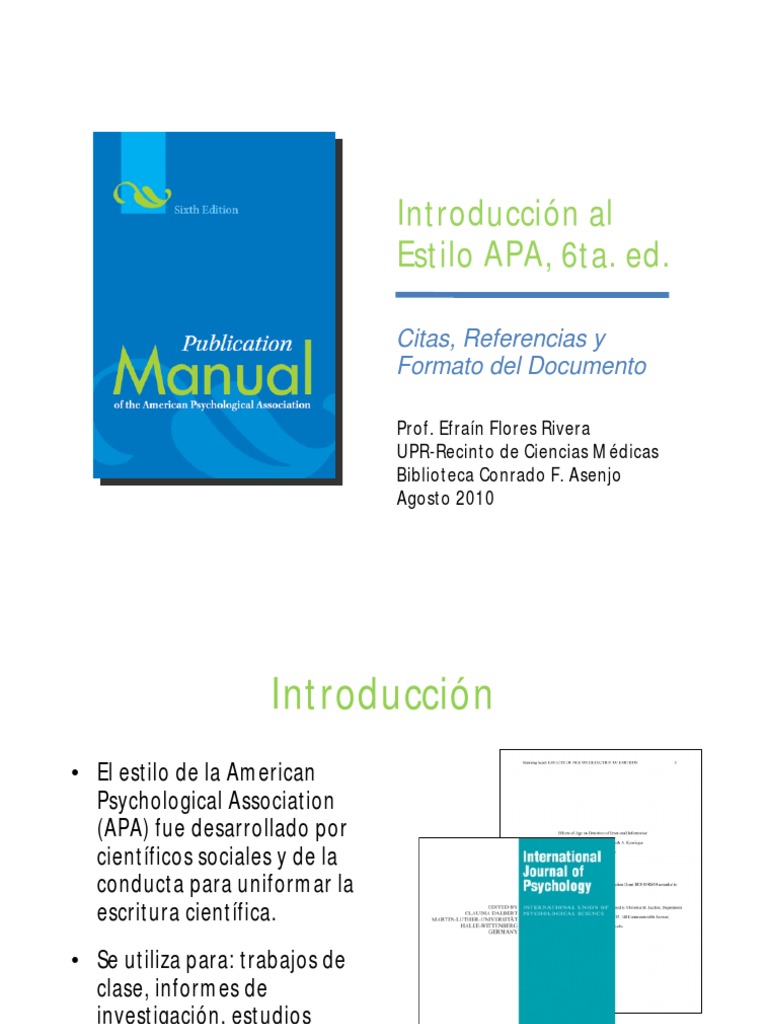 Efrain - Introduccion - APA - 6ta - Edicion VV | PDF