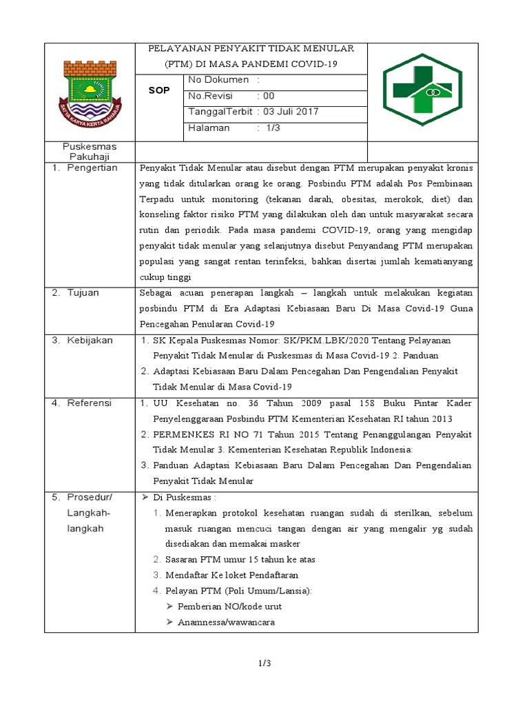 Sop Alur Pelayanan PTM | PDF