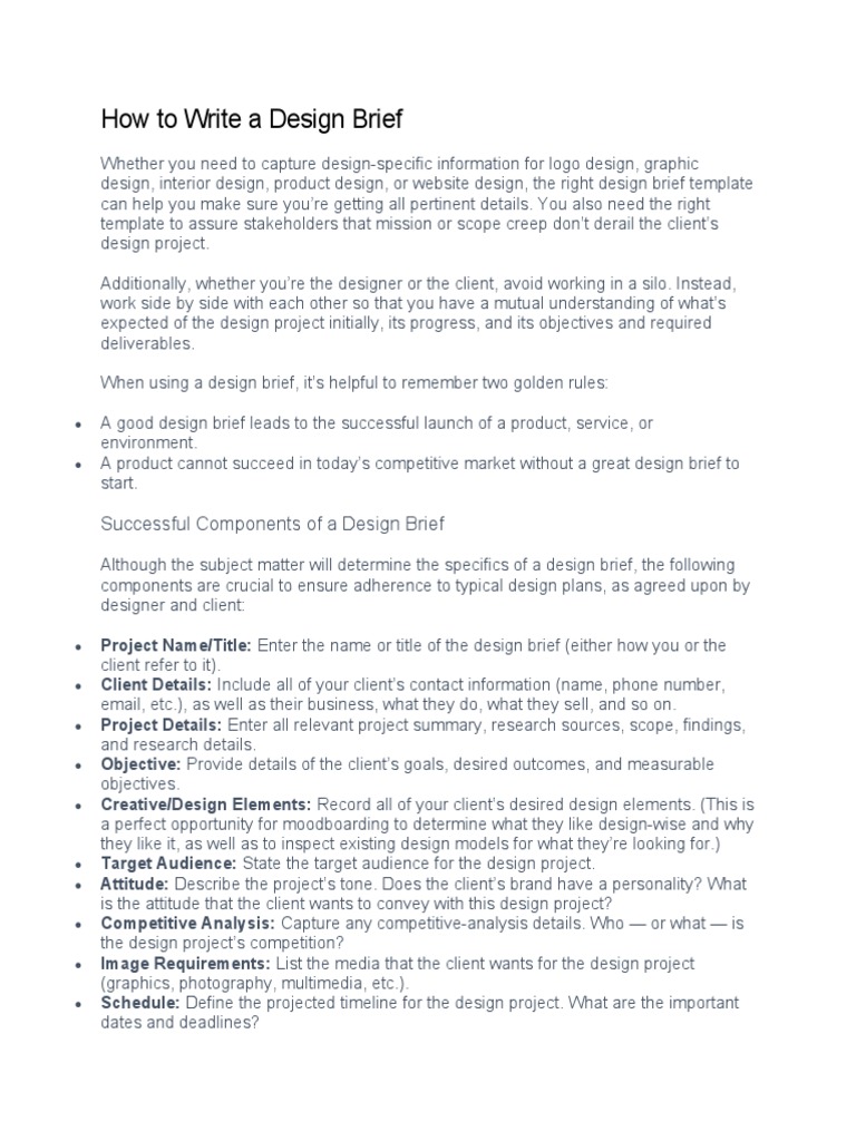 How to Write a Design Brief | PDF | Target Audience | Architect