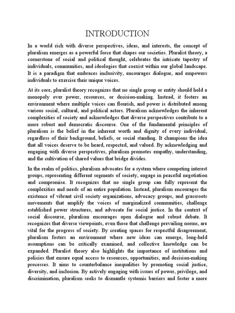 Pluralism Theory | PDF | Political Science Pluralism Theory | PDF | Political Science