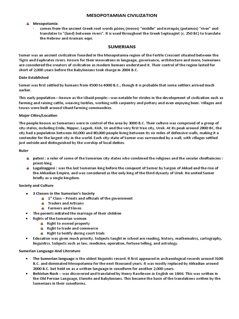 Mesopotamian Civilization | PDF | History
