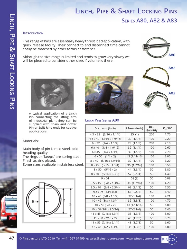 Linch Pipe ShaftLocking Pins | PDF