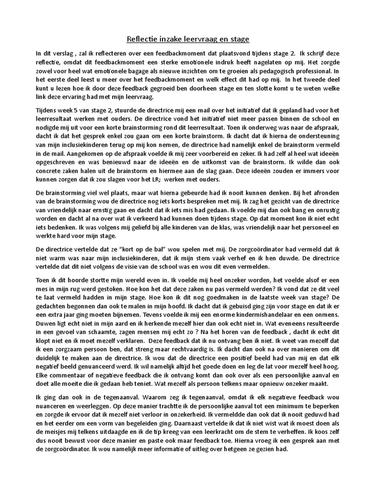 Reflectie Stage 2-3005 | PDF