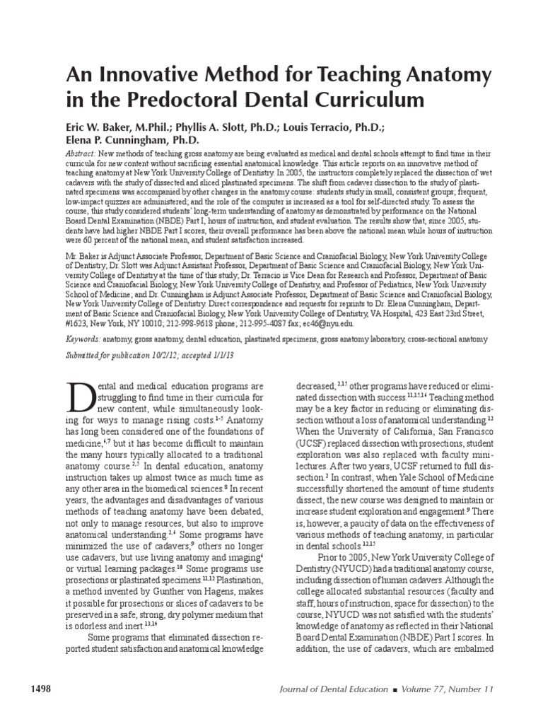 Innovative Method For Teaching Anatomy | PDF