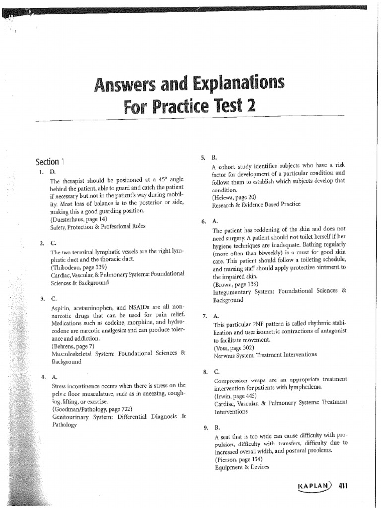 Kaplan Exam 2 Answer Sheet | PDF
