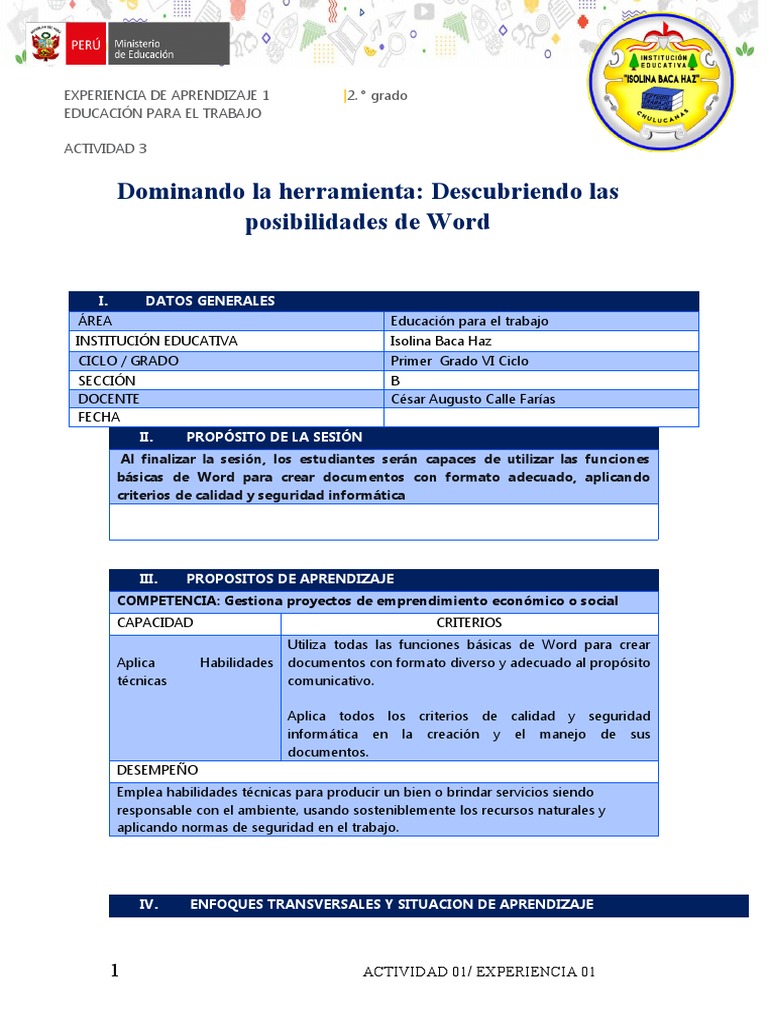 EDA 01-Segundo Grado-Act3 | PDF | Aprendizaje | Maestros