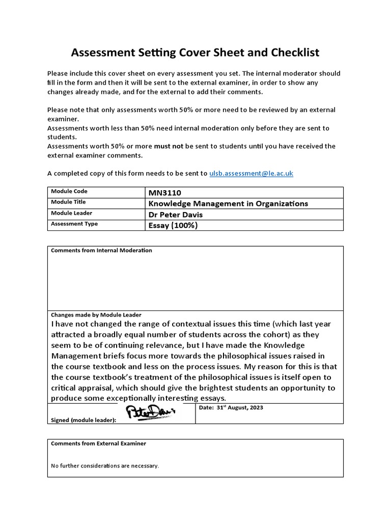 Assignment Brief MN3110 2023 MODERATED - Approved | PDF | Knowledge ...