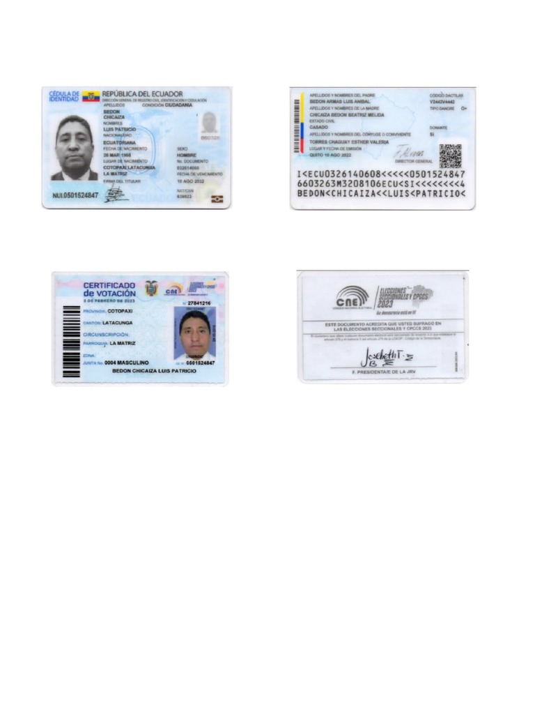 Cedula y Papeleta Luis Bedon | PDF