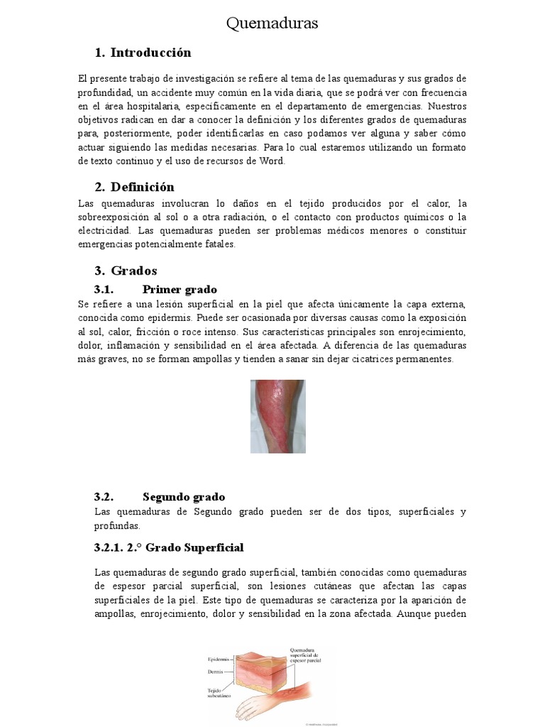 Grados de quemaduras y su clasificación | PDF | Quemar | Piel