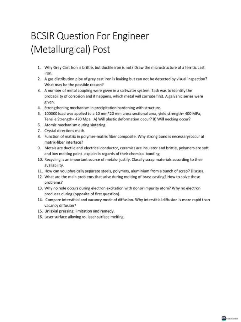 BCSIR Question For Engineer | PDF