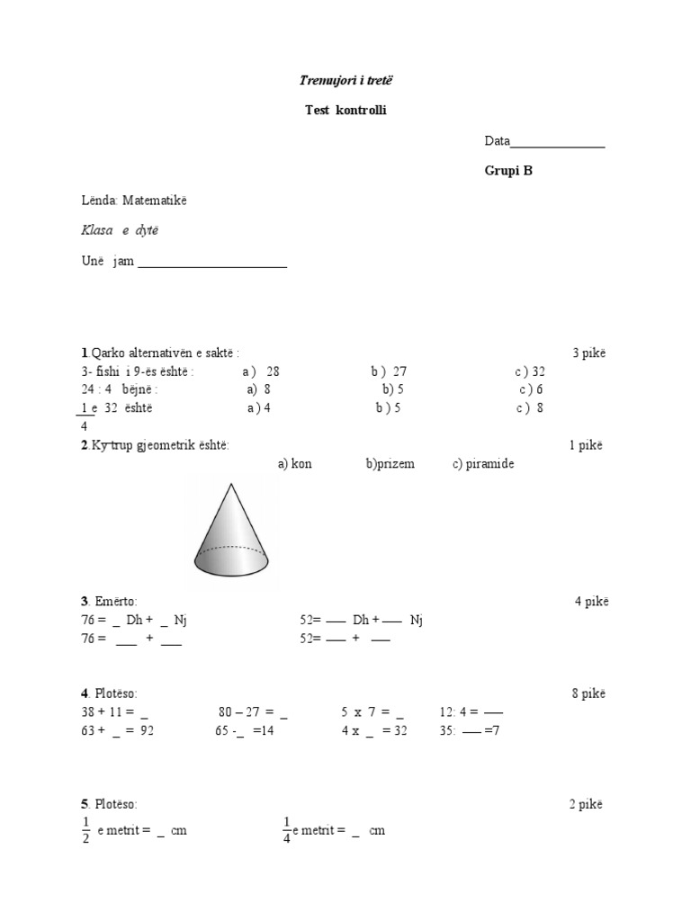 Matematika 2 - Test 3 Gr. B | PDF