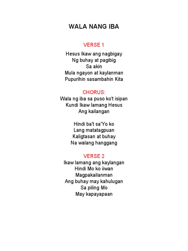 Wala Nang Iba Lyrics | PDF