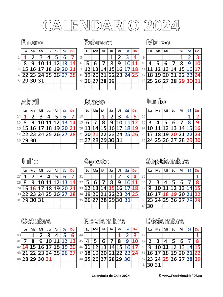 Calendario Chile 2024 | PDF