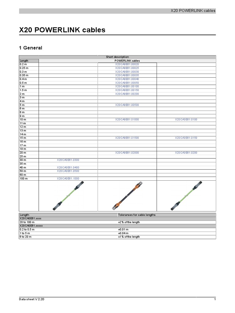X20 POWERLINK Kabel-ENG V2.20 | PDF | Electric Power | Wire