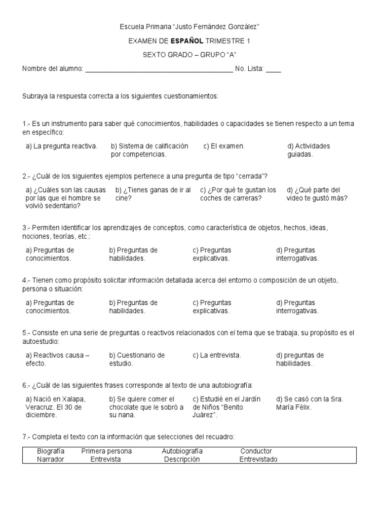 Examen T 1 | PDF | Adverbio | Libertad