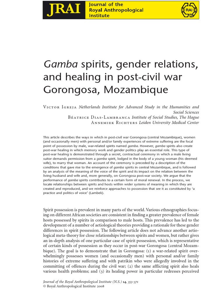 Gamba Spirits and Gender Healing in Gorongosa | PDF | Marriage | Engagement
