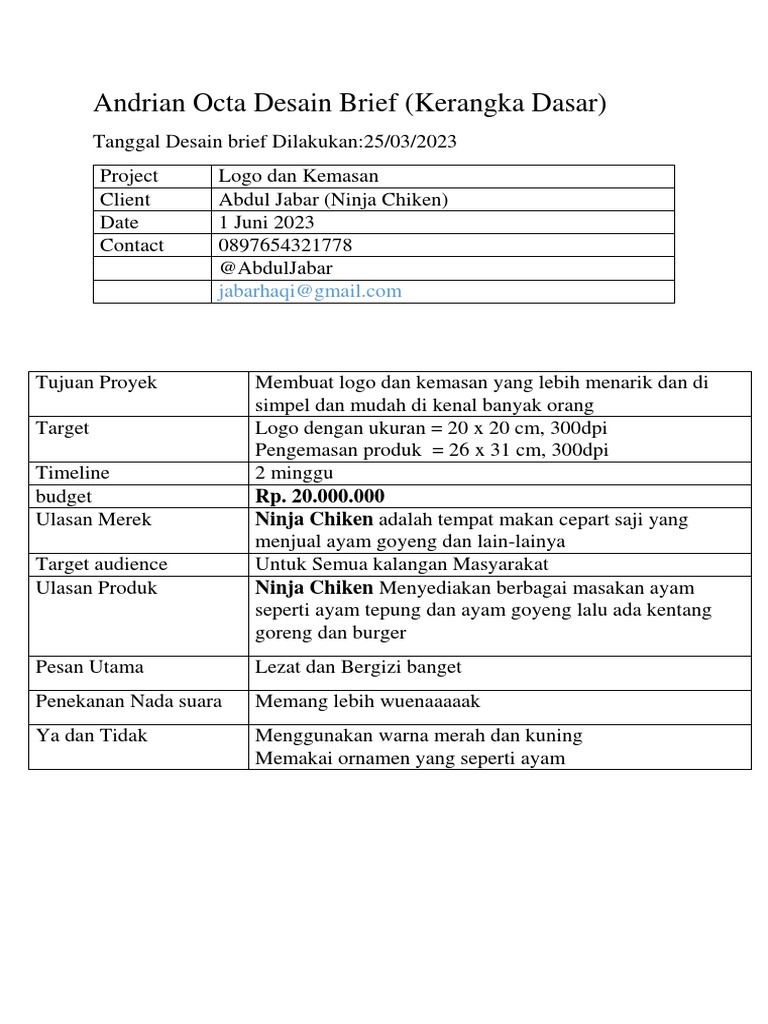 Desain Brief dkv 2 | PDF