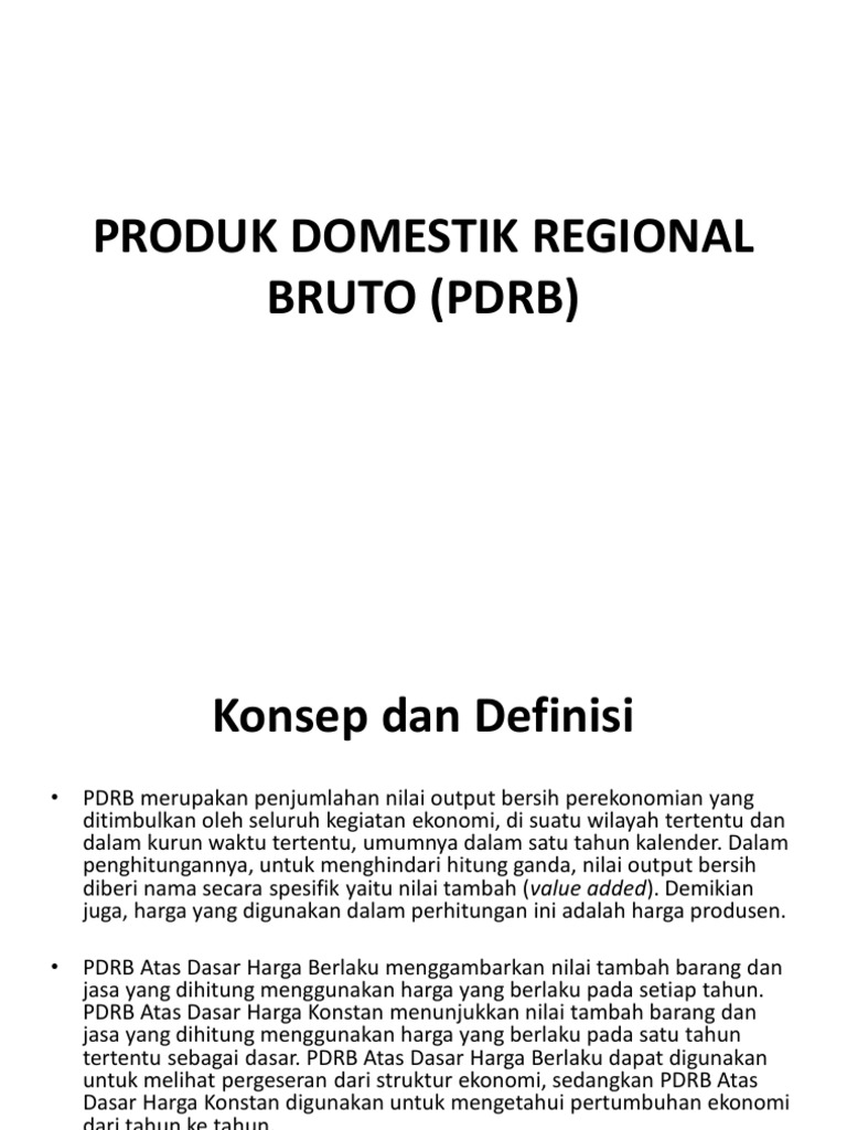 Produk Domestik Regional Bruto (PDRB) | PDF | Pengelolaan Keuangan & Uang | Ilmu Sosial