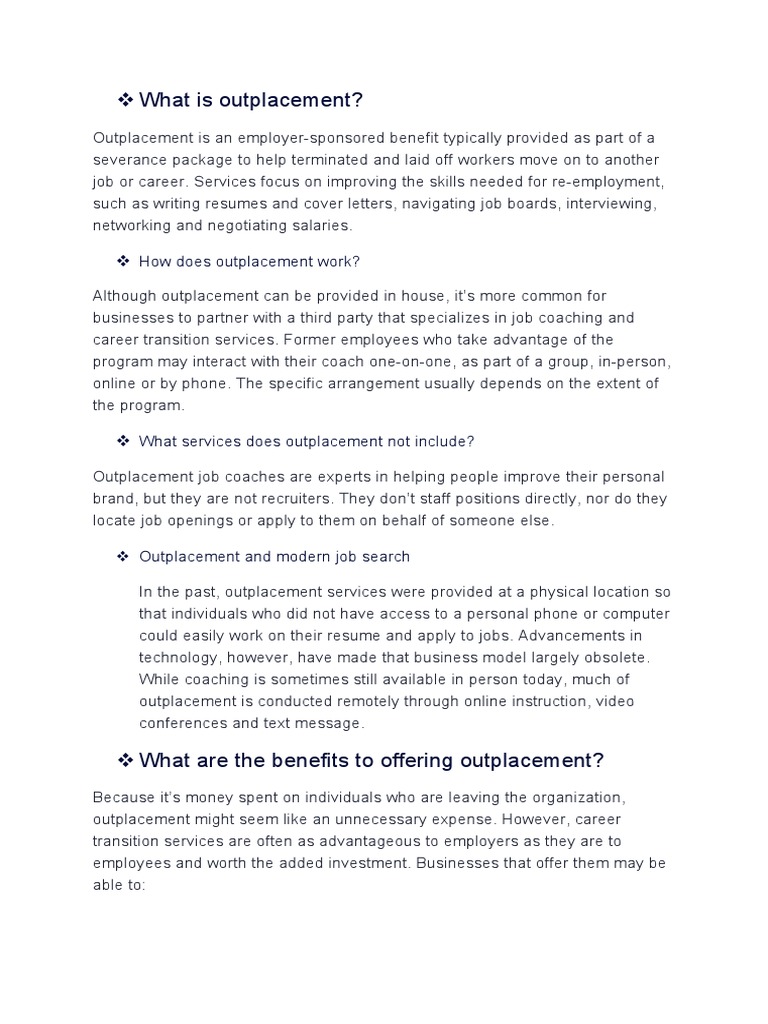 Outplacement | PDF | Employment | Layoff