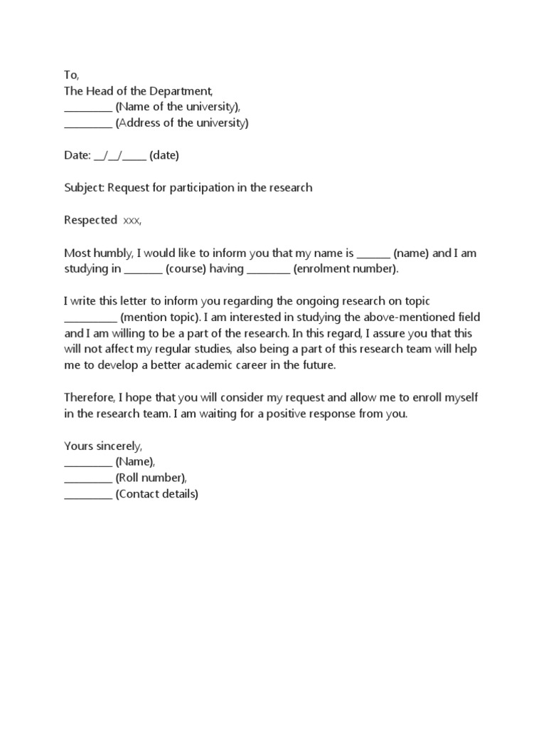 Letter Request Participate in Research | PDF