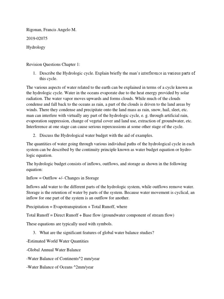 Rigonan_Assignment1_Hydrology | PDF | Discharge (Hydrology) | Hydrology